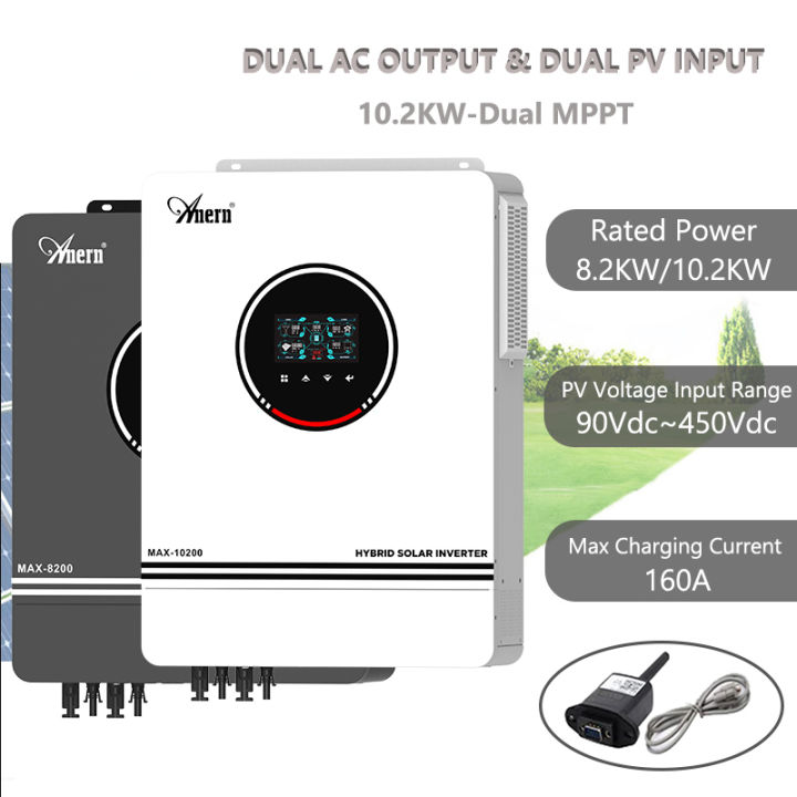 8.2KW/10.2KW Hybrid Solar Inverter 48V Hybrid Inverter On and Off Grid Inverter Pure Sine Wave ...