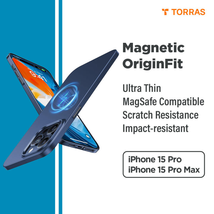 TORRAS OriginFit Slim Fit Magnetic iPhone 15 Pro/15 Pro Max Ultra Light-weight Case, Anti ...