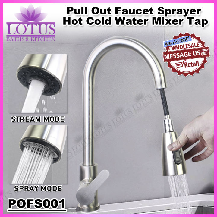 Lotus Baths A267H SUS304 Stainless Steel Hot and Cold Arc Pull Out ...