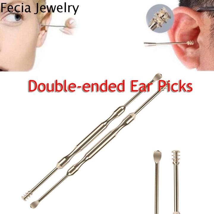 FECIA Portable Stainless Steel Double-ended Ear Picks For Adult Spiral ...