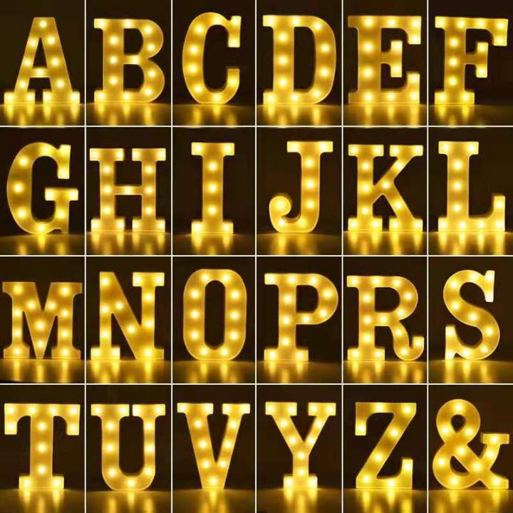 (Free Battery)21cm A-Z 3d Letter LED Number LED Alphabet Decor Lamp ...