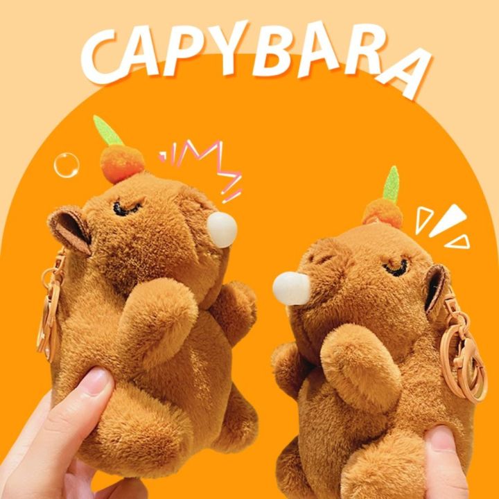 ANIME FAN Soft Plush Capybara Keychain Creative Cute Toast Kapibara ...