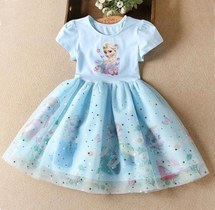 Girls Dress New Frozen Dress Princess Skirt Children Cotton Sequins ...