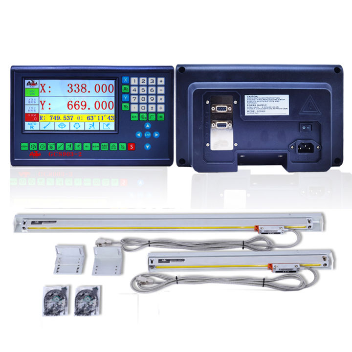 2 Axis DRO Sets Digital Readout Display Grating Scale Ruler Grating Glass Linear Encoder 5um for ...