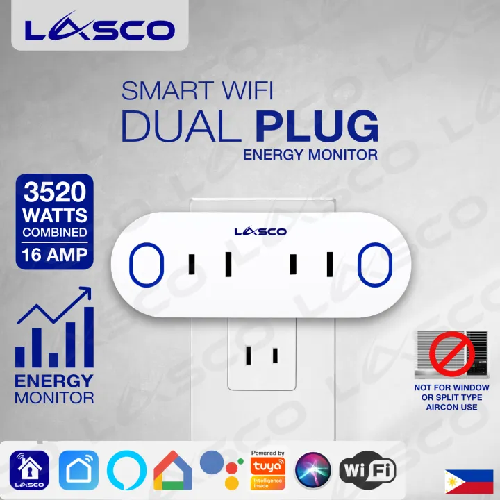 Lasco Wifi Double Dual Plug Smart Socket Wireless Plug Socket Powerful ...