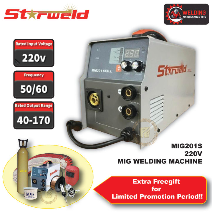 STARWELD 220V MIG201S MIG WELDING MACHINE (0.8MM MIG WIRE-5kg) IGBT ...