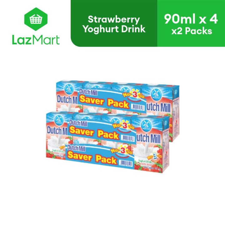 Dutch Mill Yoghurt Drink Strawberry Juice 90ml x 4 - Pack of 2 | Lazada PH