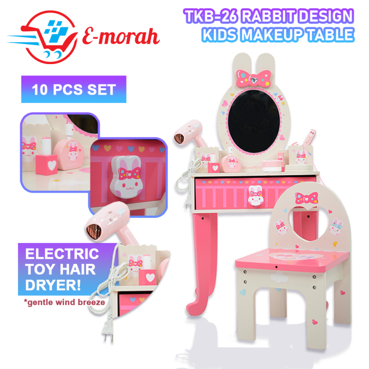 E-Morah【Rabbit Design】Princess Make Up Table Dressing Table Pretend ...