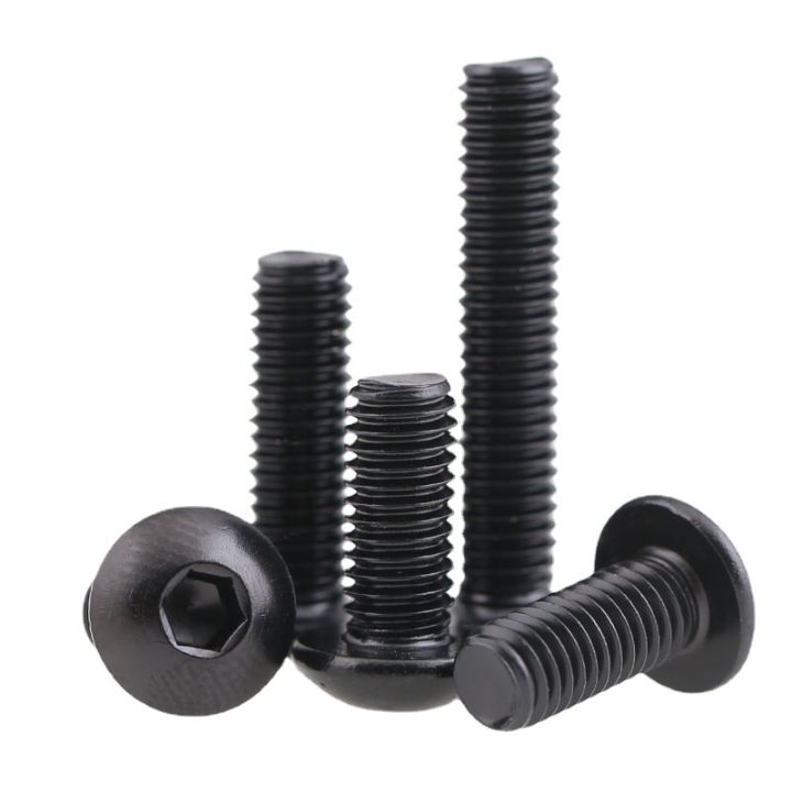 304 Black Stainless-Steel Round Head Hex Screw Socket Mushroom Pan Head Hexagon Bolt M2 M2.5 M3 ...