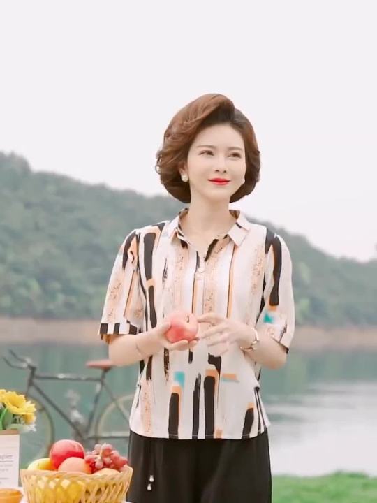 Wintin ใหม่แม่ของผู้หญิงวัยกลางคนสวมใส่ในช่วงฤดูร้อนเสื้อชีฟองสไตล์ ...