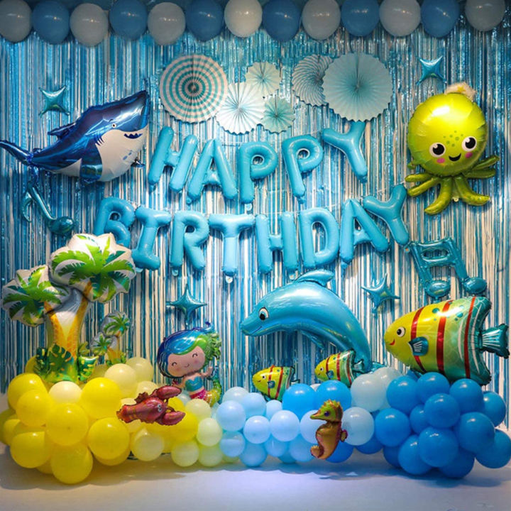 Marine Ocean Animals Themed Balloons Shark Sea Birthday Party Balloons ...