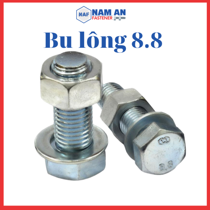 Bulong M8 cấp bền 8.8, bu lông lục giác M8, chiều dài 15, 20, 25, 30, 35, 40, 50, 60, 70mm, bu ...