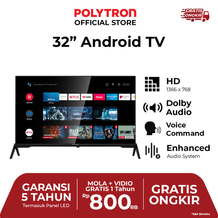 POLYTRON Smart Android TV 32 inch PLD 32AG5759 | Lazada Indonesia