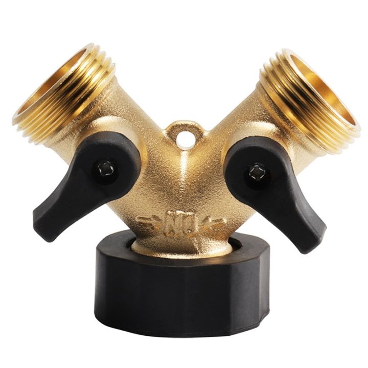 (BYTX) Home Garden Gardening Y-Type Water Pipe Joint Brass Double-Pass ...