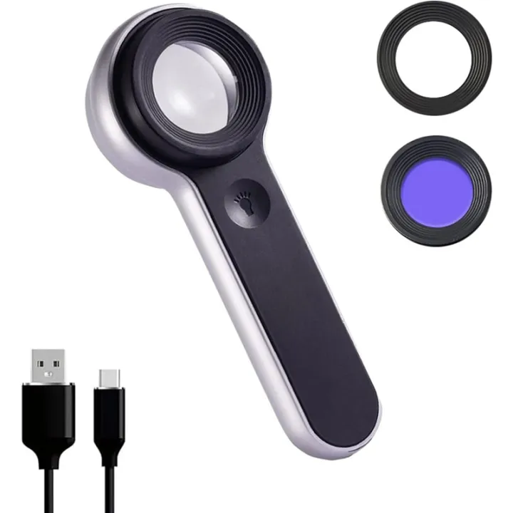 New USB Rechargeable 60x Handheld Magnifier Loupe with UV LED Light ...
