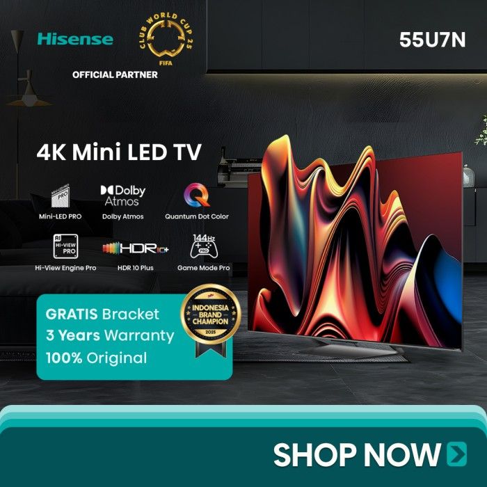Hisense TV 55 inch 55U7N - 4K Mini LED Quantum dot ULED The Ultimate ...
