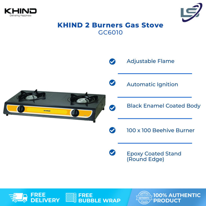 KHIND 2 Burners Gas Stove GC6010 | 100 x 100 Beehive Burner | Epoxy ...