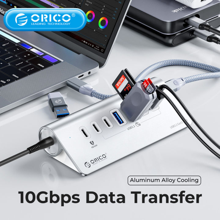ORICO Aluminum Powered 5Gbps HUB PD18W Charger USB3.2 Type USB C Card ...