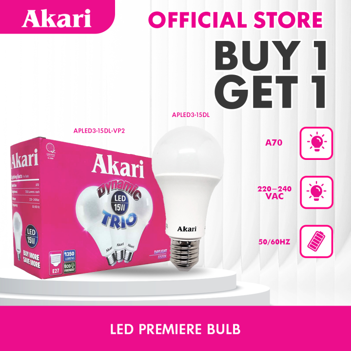 Akari 15 Watts LED Bulb Value Pack - Daylight (APLED3-15DL-VP2) TRIO ...