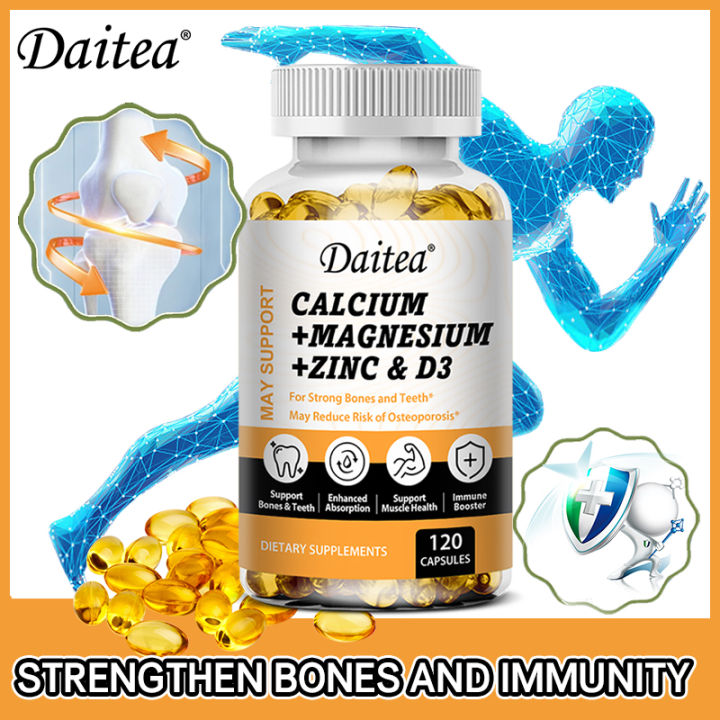 DAITEA Calcium + Magnesium + Zinc with Vitamin D3 Supplement ...