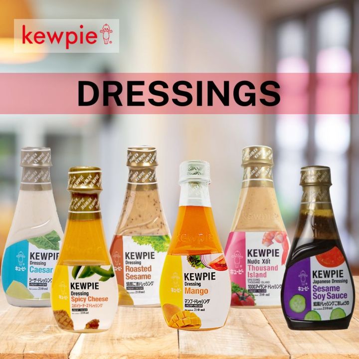 Kewpie Dressings 210mL size (Roasted Sesame, Spicy Cheese, Sesame Soy ...