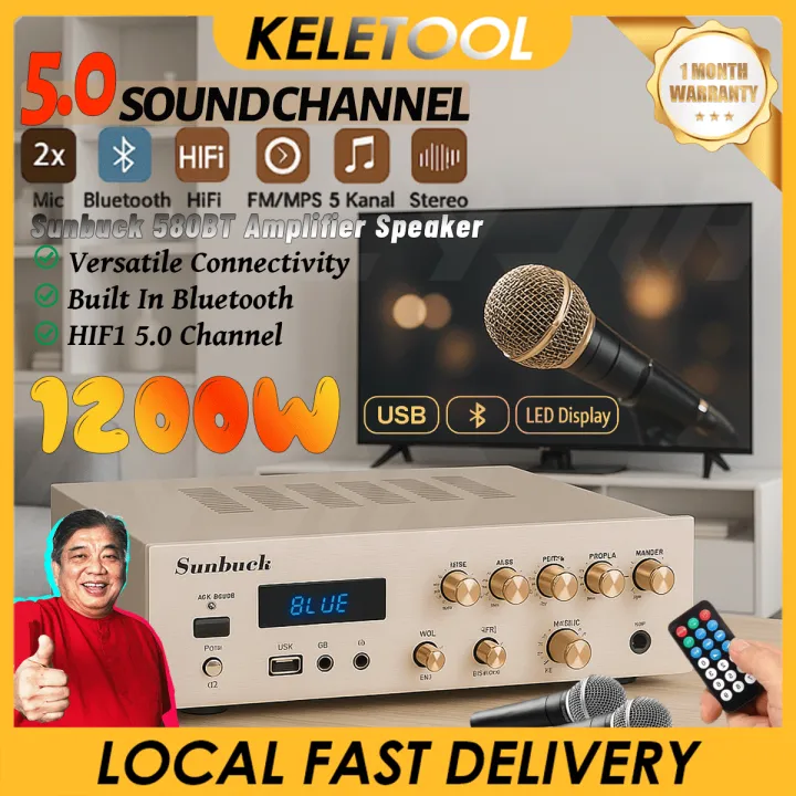 Sunbuck 5.1 Channel Power amplifier bluetooth power amplifier home theater amplifier karaoke FM ...