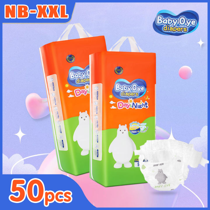 BabyOye 50pcs Baby Diaper Newborn Diaper Tape NB Small Medium Large XL XXL Disposable Korea ...
