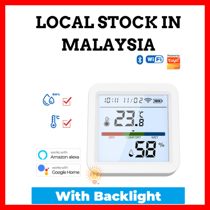 Tuya Wifi Temperature & Humidity Sensor with LCD display Wireless Smart Themometer | Lazada