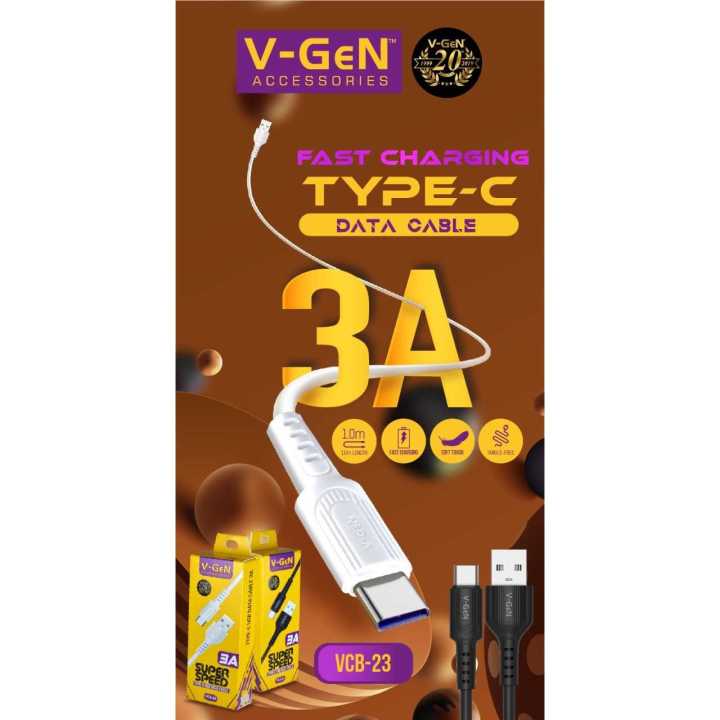 Kabel Data V-gen Type C Super Speed 3A VCB-23 Fast Charging | Lazada ...