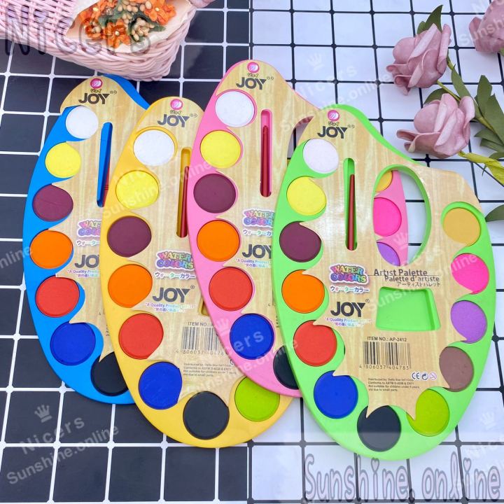 JOY Water Color Palette w/ Paint Brush 12Colors Assorted Color AP-2412 ...