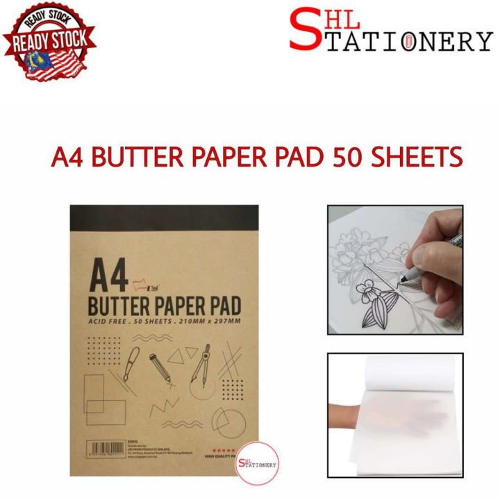 UNI A4 Butter Paper Pad 50 Sheets / Kertas Butter 210mm x 297mm | Lazada