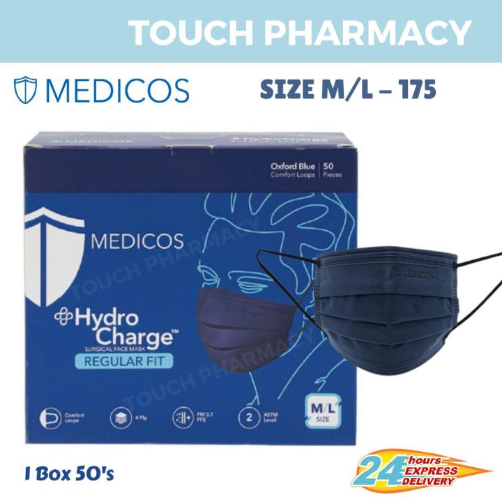 MEDICOS (NEW) Regular Fit Size 175 HydroCharge 4ply Surgical Face Mask ...