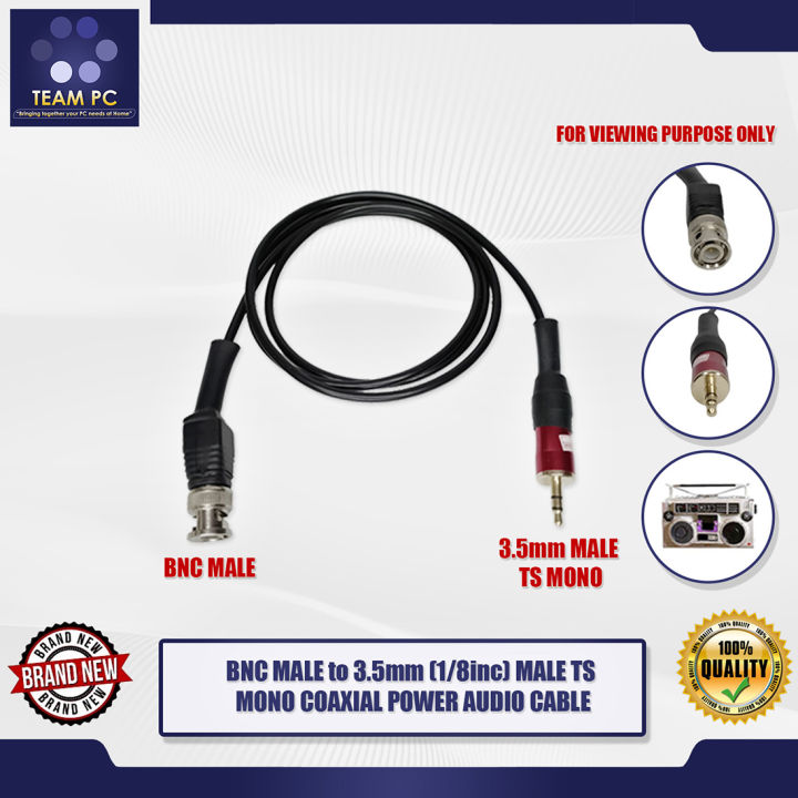 TEAM PC BNC MALE to 3.5mm (1/8inc) MALE TS MONO COAXIAL POWER AUDIO CABLE | Lazada PH