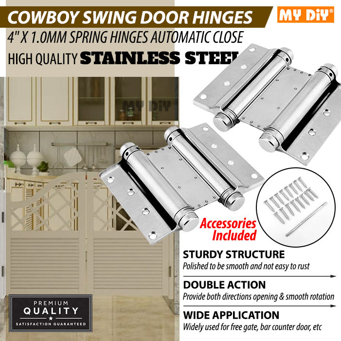 MYDIYHOMEDEPOT - 4" X 1.0MM STAINLESS STEEL DOUBLE SPRING HINGE, COWBOY ...