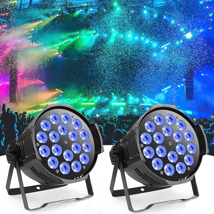 LED Par Lights Stage Light RGBWA+UV 18x15W 6-in-1 Uplights, HOLDLAMP DJ Lights DMX Control Sound ...