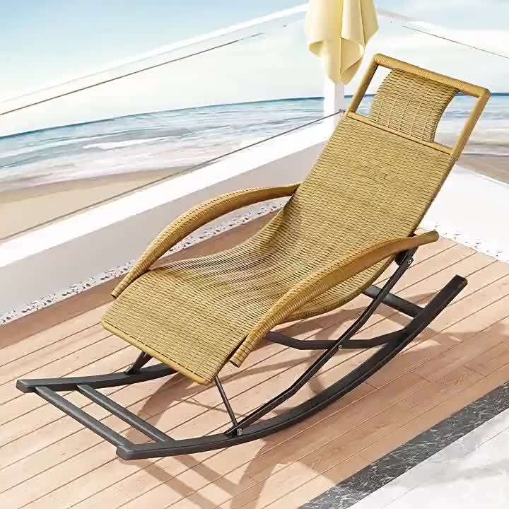 Folding Bamboo Rocking Chair Outdoor Rattan Chair Lazy Recliner Rattan ...