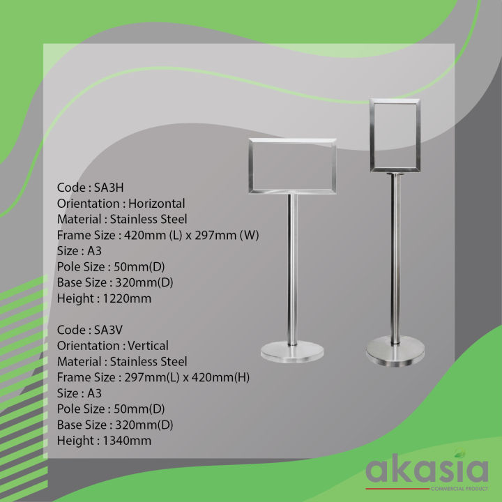 Heavy Duty Stainless Steel Signboard Stand with Acrylic / Mysejahtera ...