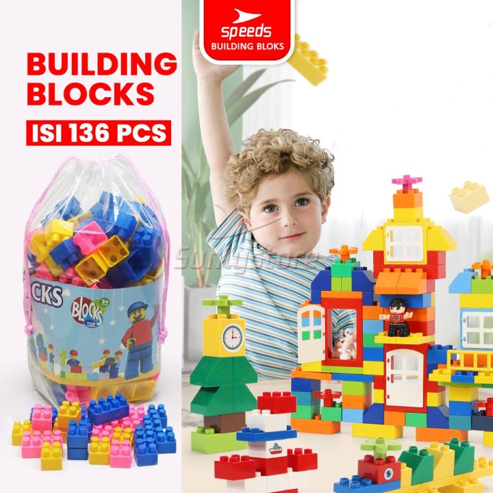 SPEEDS Balok Susun 136pcs Brick DIY Mainan Edukasi Balok Anak Building ...