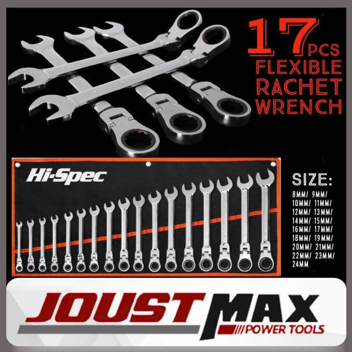 17PCS Combination Flexible Ratchet Wrench Head Set Combination Spanner ...
