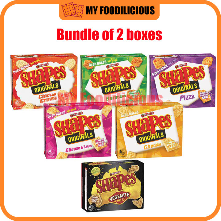 Arnotts Shapes Biscuit Pizza/Barbecue/Chicken Crimpy/Cheese & Bacon ...