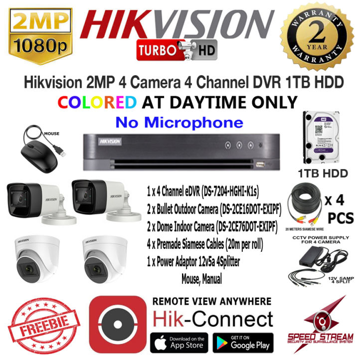 Hikvision 2MP 4 CCTV Camera 4 Channel DVR 1TB Hard Disk Turbo HD ...