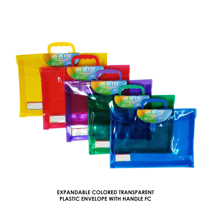 Transparent Colored Plastic Expandable Envelope Long with Handle AX ...