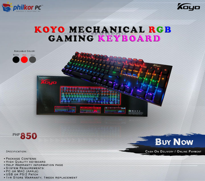 KOYO MECHANICAL RGB GAMING KEYBOARD | Lazada PH