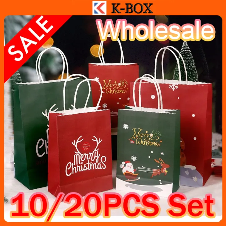10/20PCS Kraft Paper Gift Bag with Handle Wedding Birthday Party Gift ...
