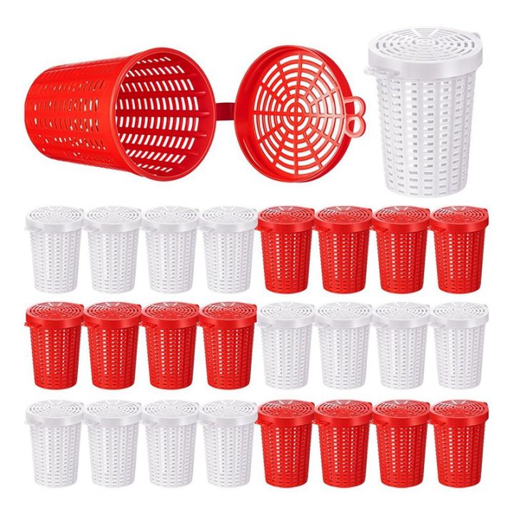(TUQC) 20 Pcs Fishing Bait Cage Trap Fish Lure Feeder Basket Plastic ...