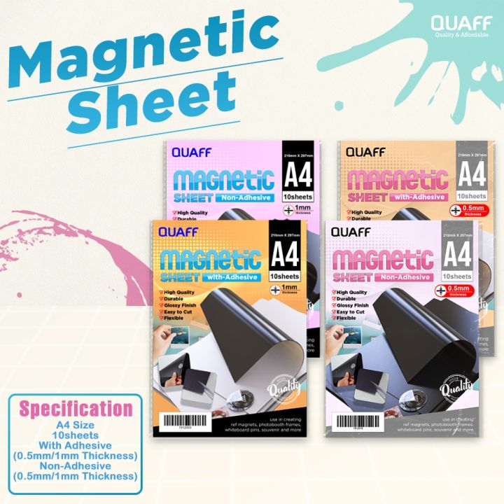 (10 sheets) QUAFF Magnetic Sheet with Adhesive and Non-Adhesive Ref Magnet | Lazada PH
