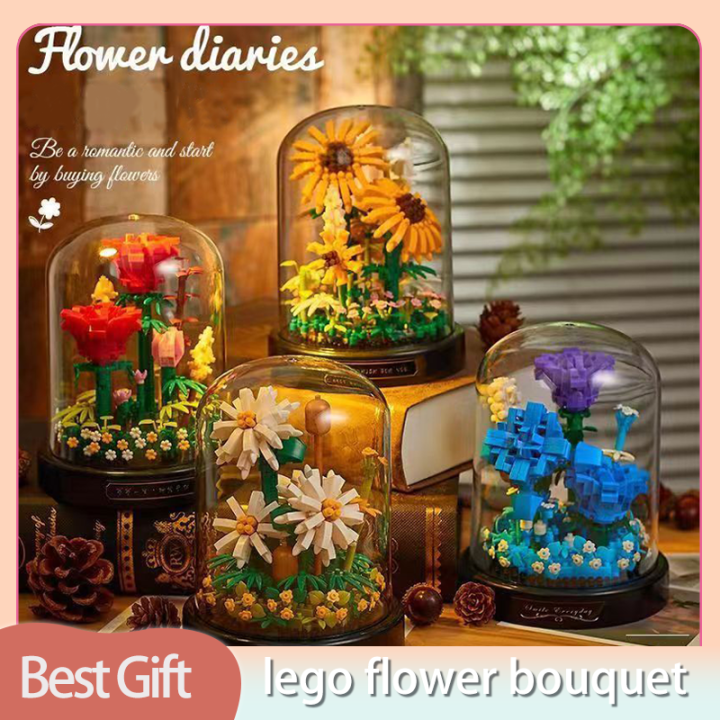 Mother' s Day Rose/Tulip With Light Diy Creative Building Blocks Flower ...