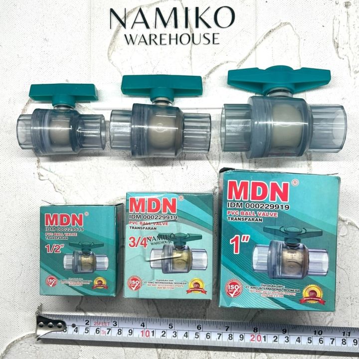 Ball valve stop kran PVC transparan MDN 1/2 3/4 1 inch | Lazada Indonesia