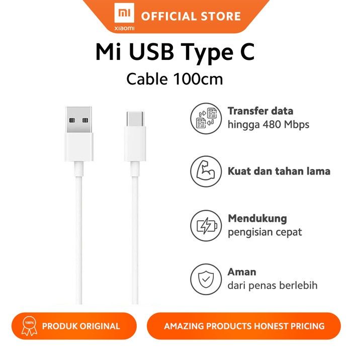 Xiaomi Mi USB-C Cable 1m - White | Lazada Indonesia
