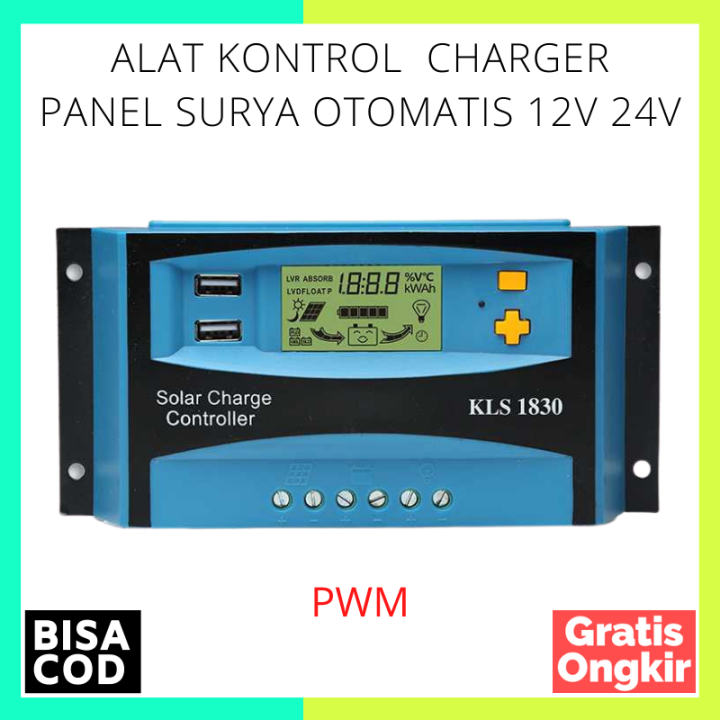 ALAT KONTROL PENGISIAN DAYA PANEL SURYA OTOMATIS DUAL USB 2.5A 12V 24V ...